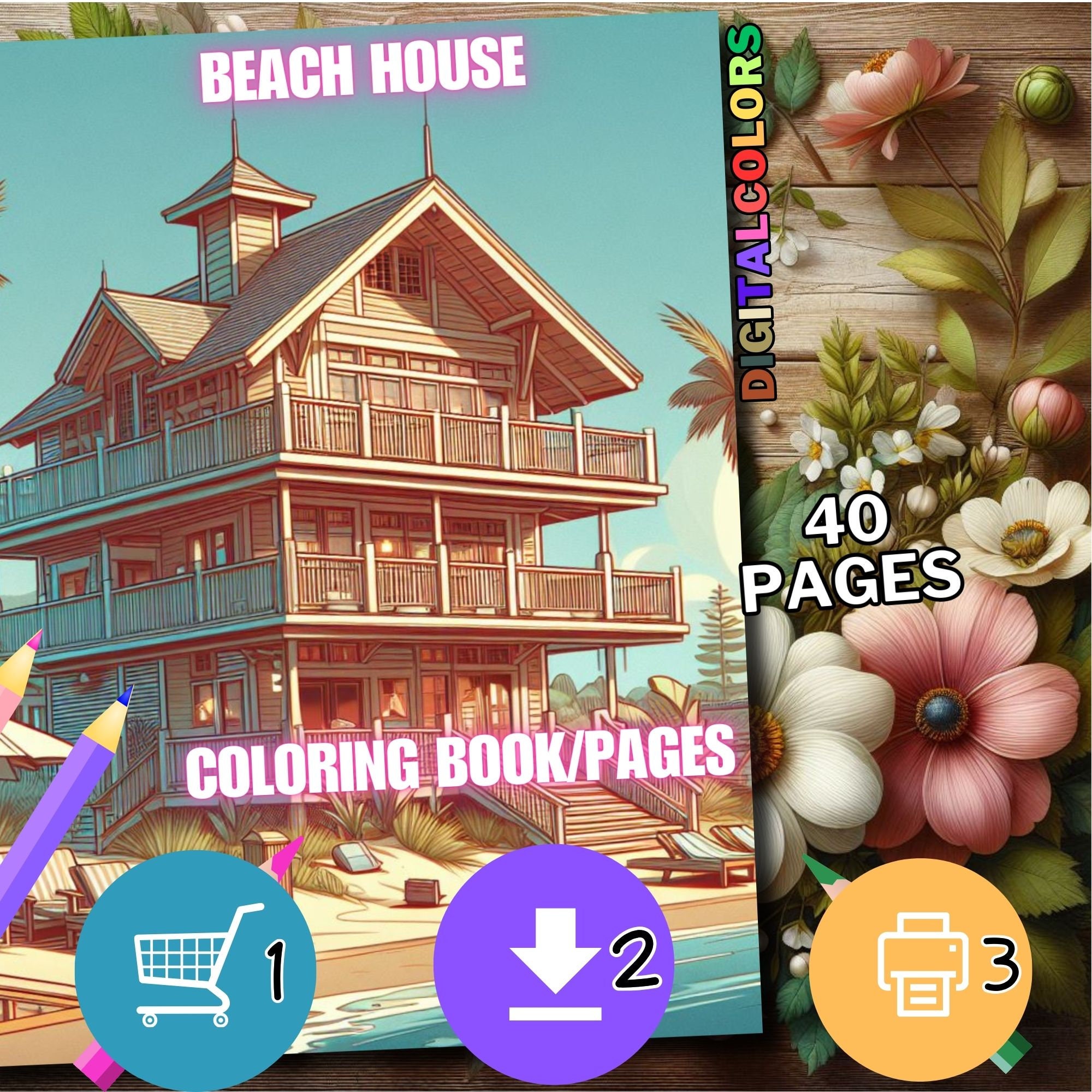 40 Beach House Coloring Pages, Homes Fantasy Printable, Houses ...