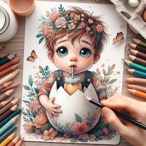 40 Baby in Eggshell Coloring Pages, Baby Coloring Book, Baby Coloring ...