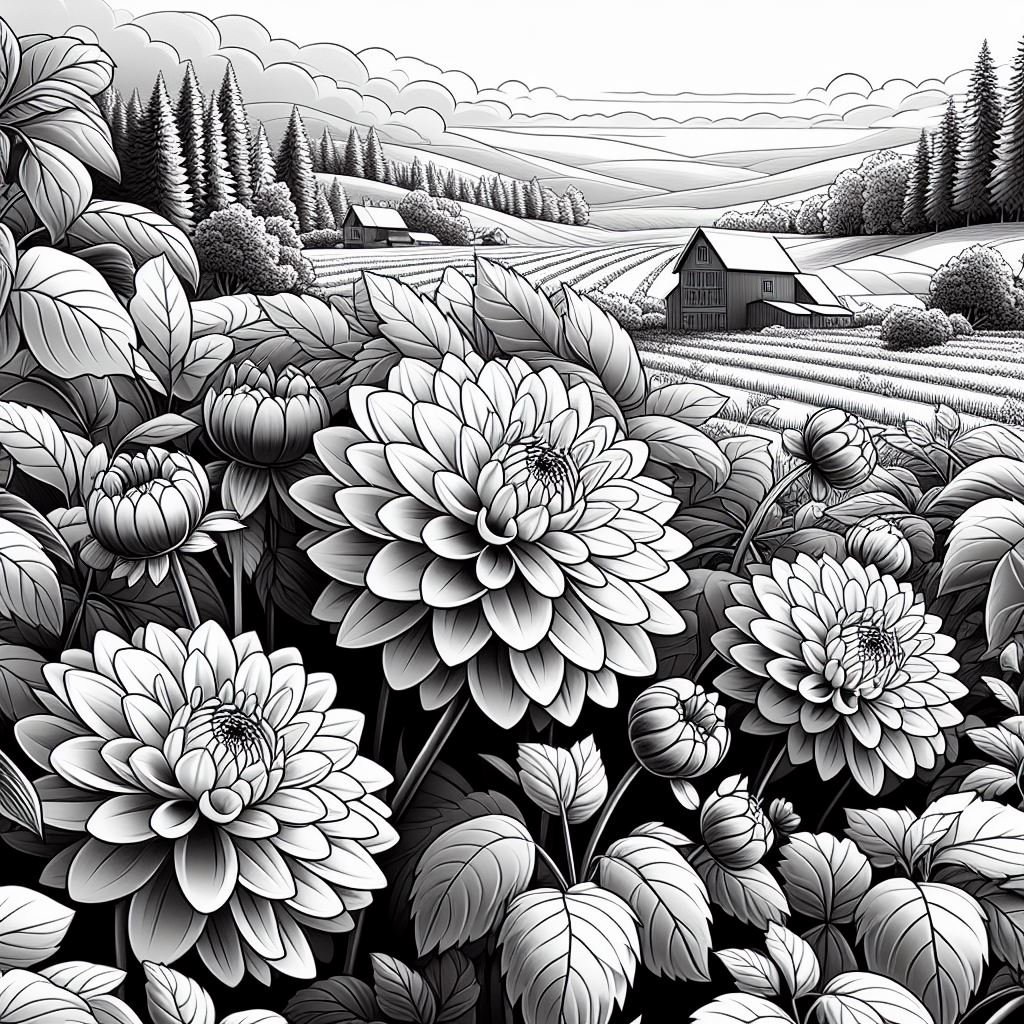 110 Dahlia Coloring Pages, Book, Flower, Plant, Botanical, Spring ...