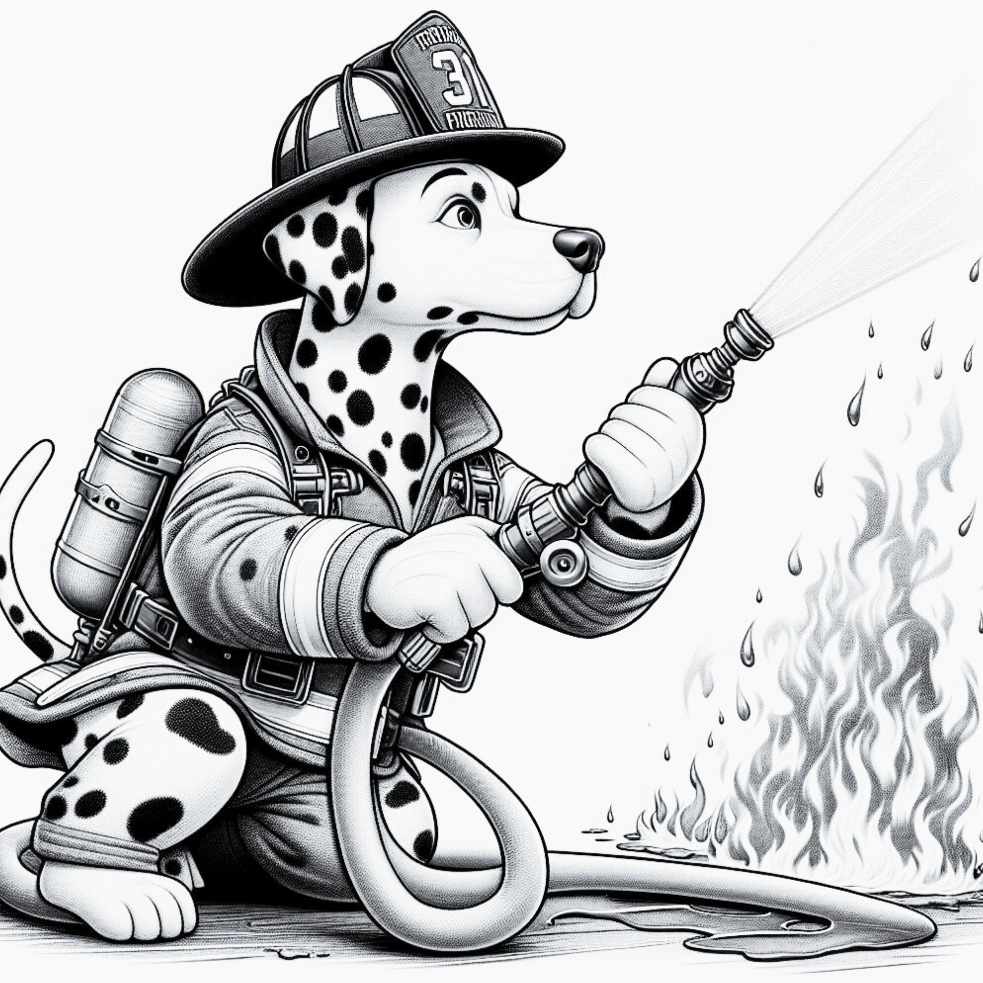 35 Dalmatian Firefighter Dogs Coloring Pages, Dog Coloring Book Animal ...