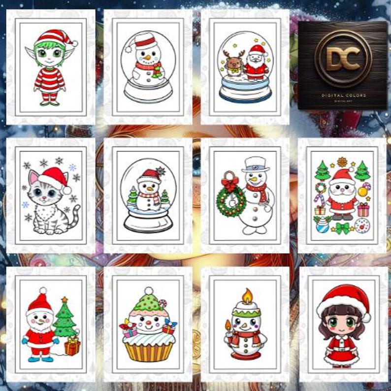 250 Christmas Coloring Pages + 25 Covers, Christmas Coloring Book, Pege ...