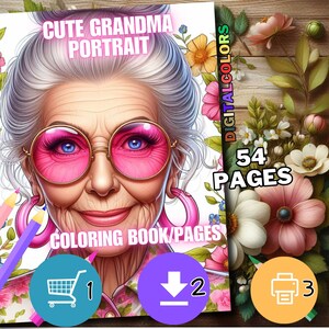 54 Cute Grandma Portraits Coloring Pages Wrinkled Old Lady Coloring ...