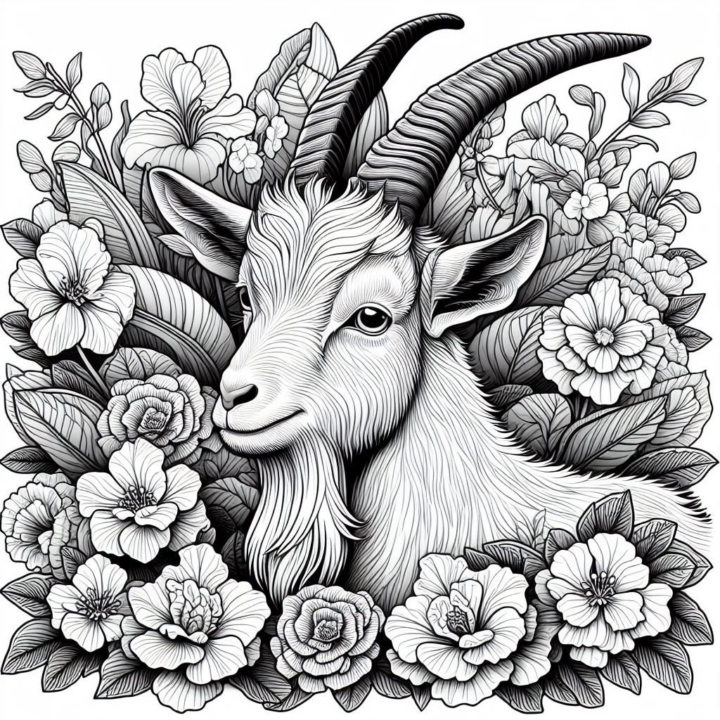 40 Spring Animal Goat Coloring Pages, Spring Flowers Coloring Book ...