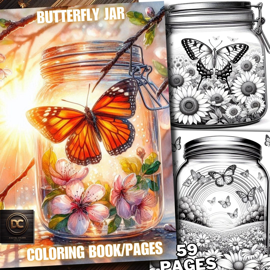 59 Butterfly Jar Coloring Pages, Butterfly Jar Coloring Book, Insect ...