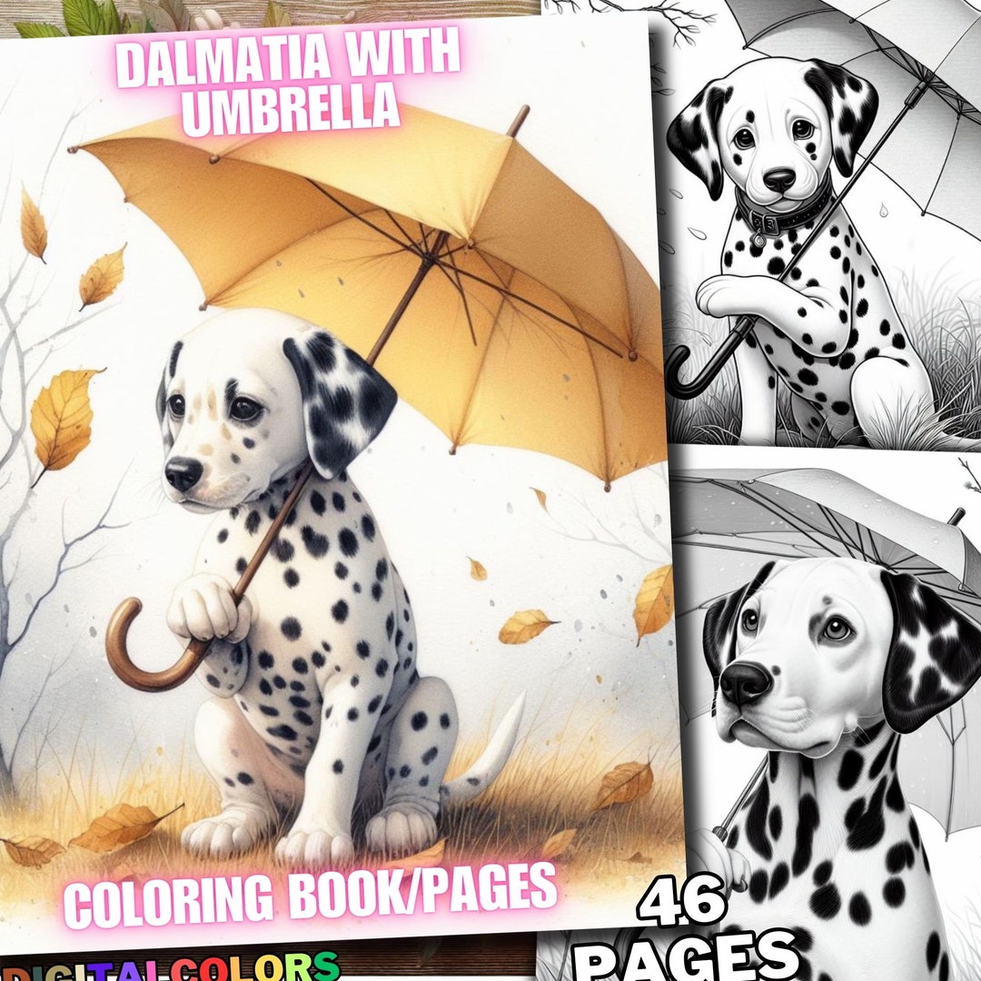 46 Dalmatian With Umbrella Coloring, Dog Coloring Pages, Dogs Coloring ...