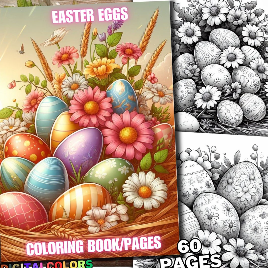 60 Easter Eggs Coloring Pages Floral Easter Egg Coloring Book Cute ...