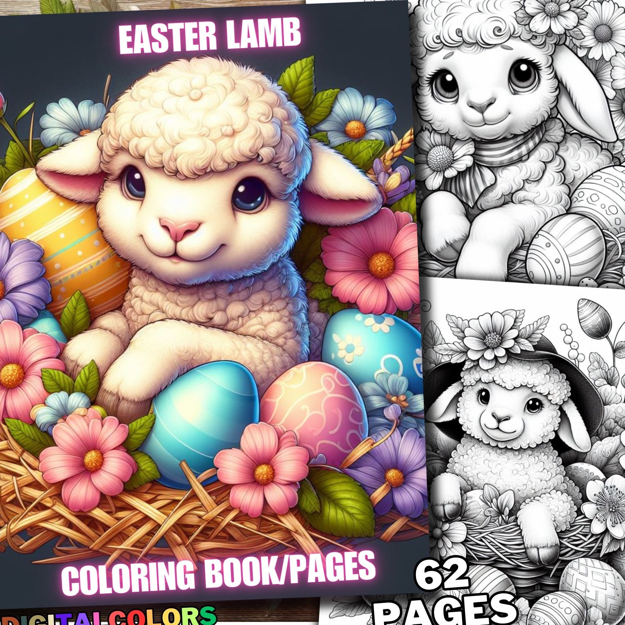 62 Easter Lamb Coloring Pages, Floral Easter Lamb Coloring Book Cute ...