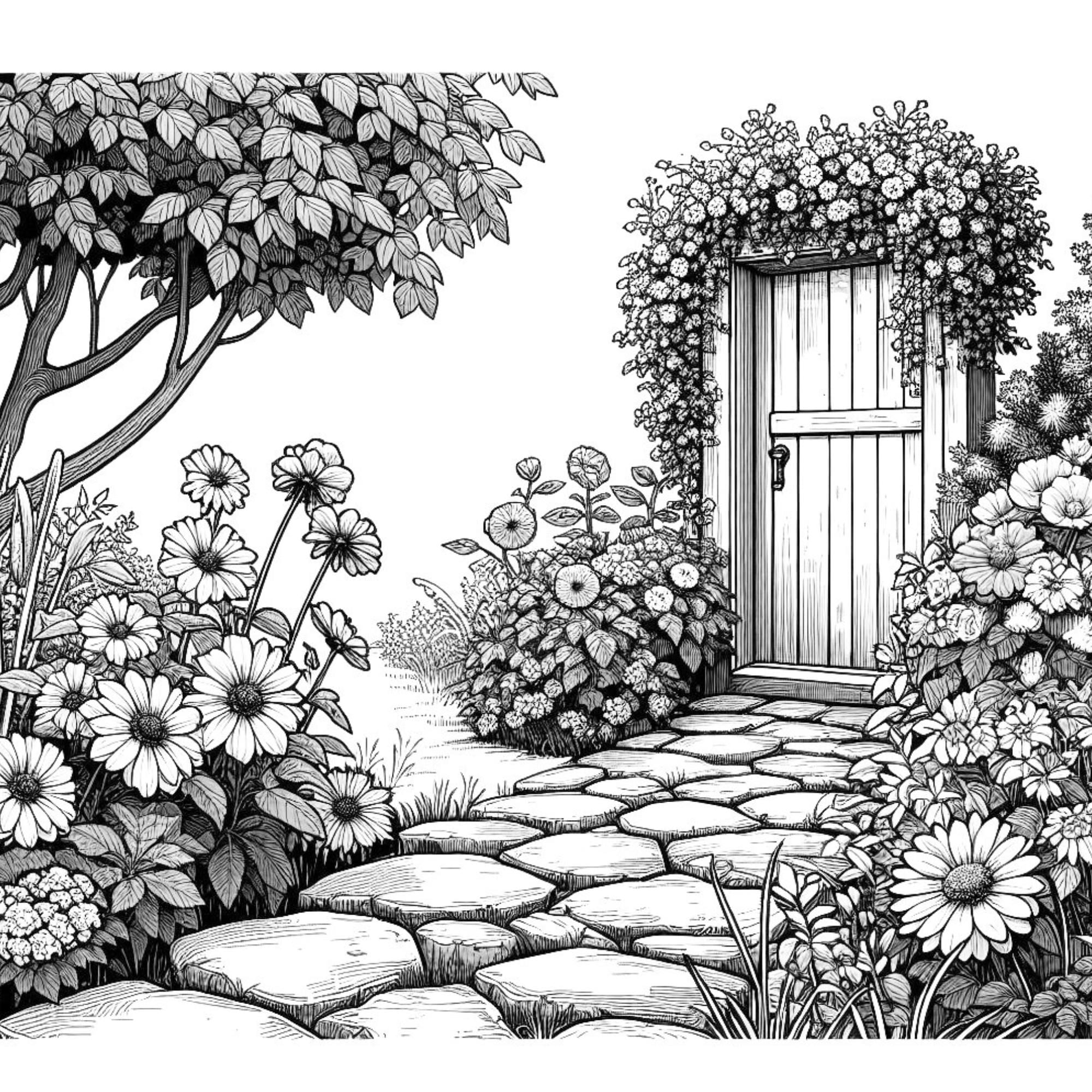 55 Summer Garden Coloring Pages, Garden Coloring Book, Fantasy ...