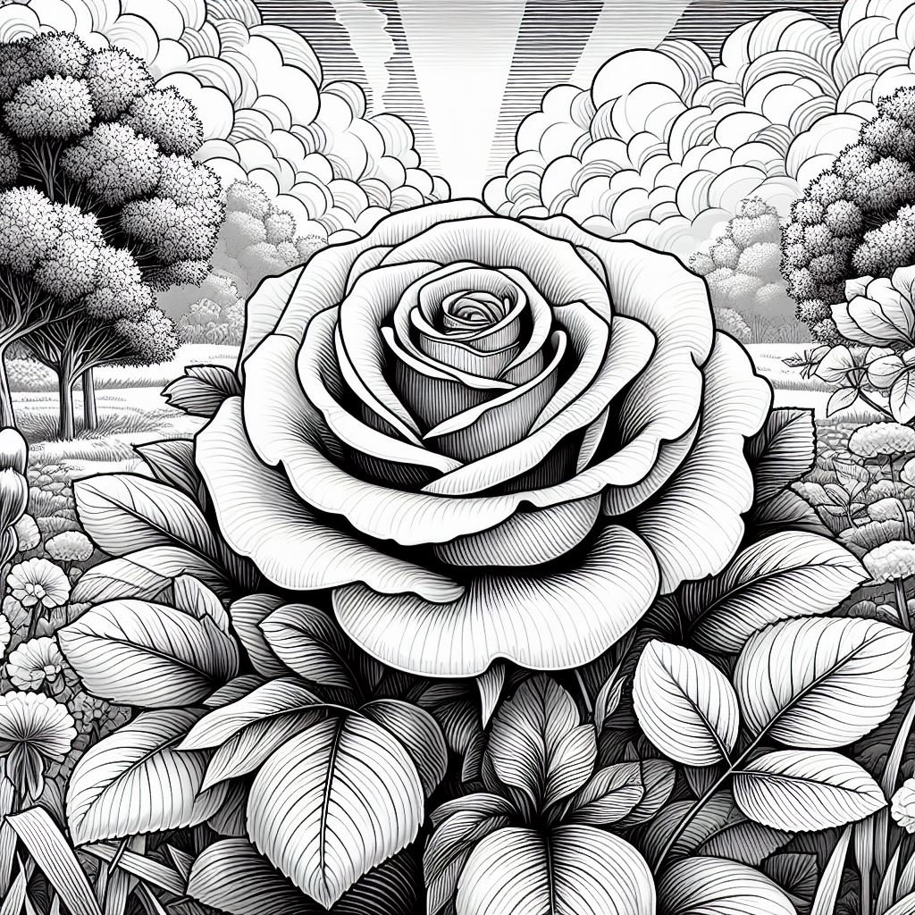 100 Rose Flowers Coloring Pages, Roses Flower Spring Botanical Floral ...