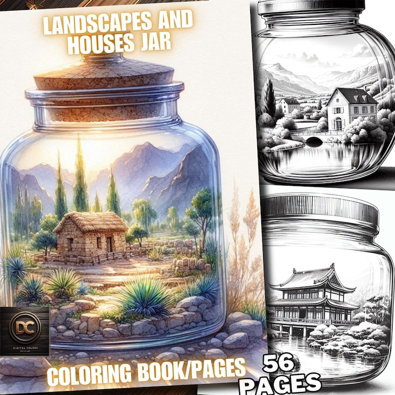56 Landscape and Houses Jar Coloring Pages, Landscape House Coloring ...