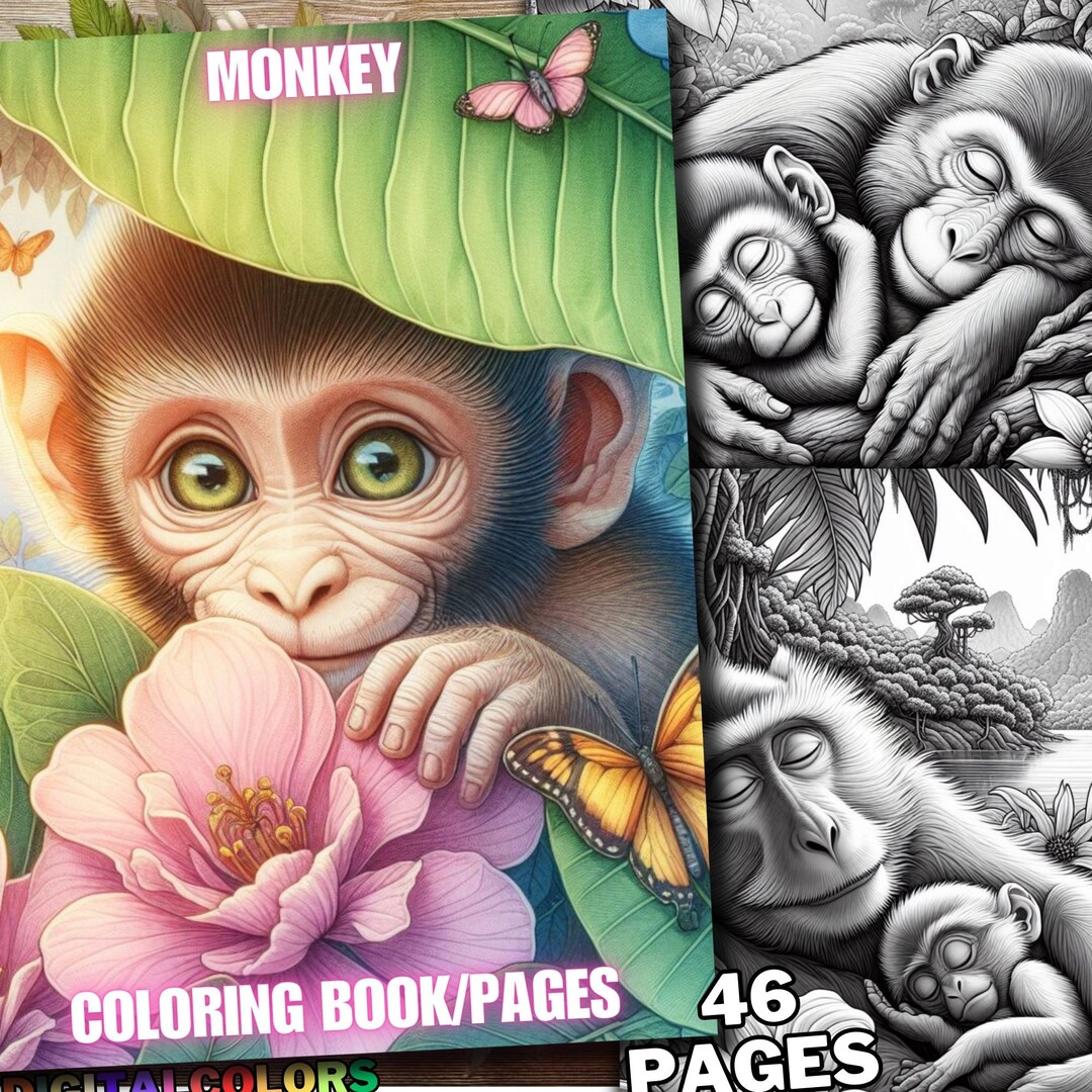46 Monkey Coloring Pages, Spring Animal Coloring Pages, Forest Animal ...