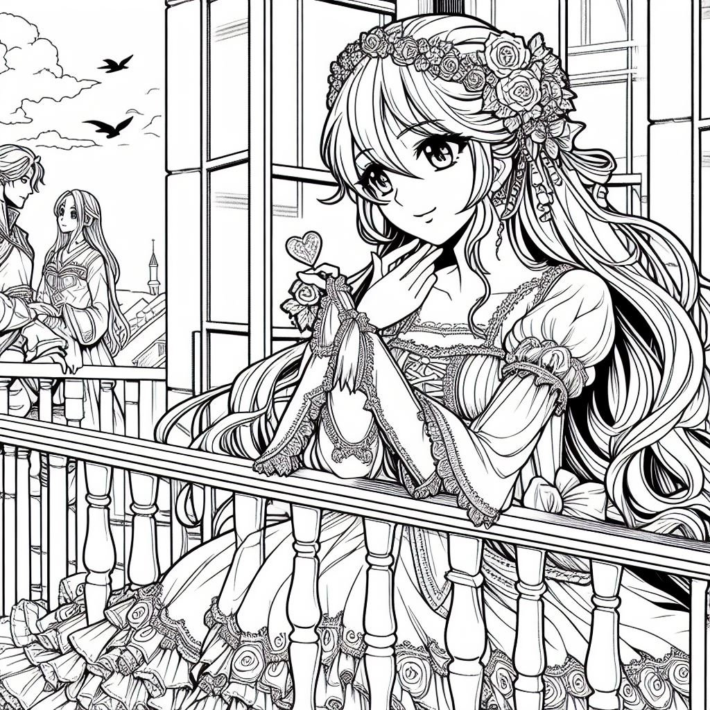 42 Princess Anime Girls Coloring Pages Fantasy Princesses Girl Anime ...