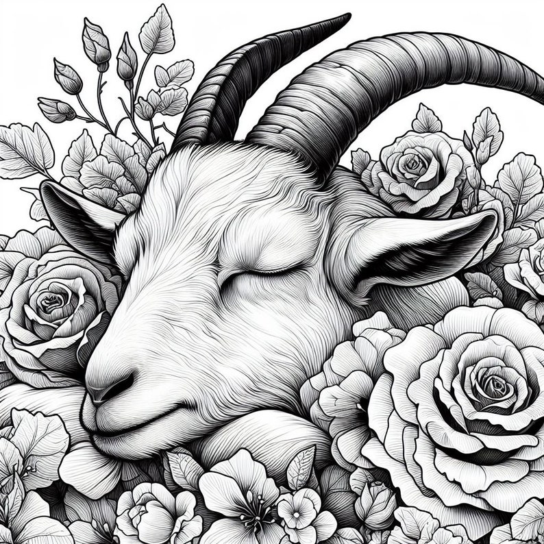 40 Spring Animal Goat Coloring Pages, Spring Flowers Coloring Book ...