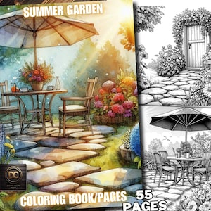 55 Summer Garden Coloring Pages, Garden Coloring Book, Fantasy ...