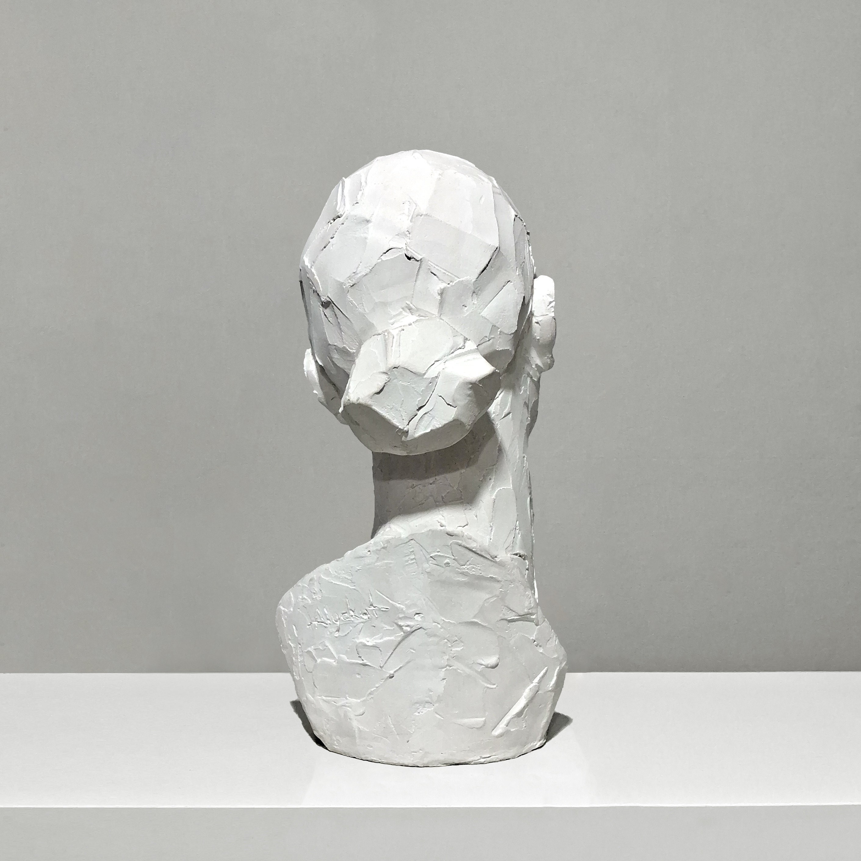 Woman Bust, Plaster Young Girl With Bun Hair, White Sculpture of Young ...
