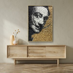 Large Wood Wall Art, Wood Wall Decor, Pixelated Wooden Mosaic, Dali ...