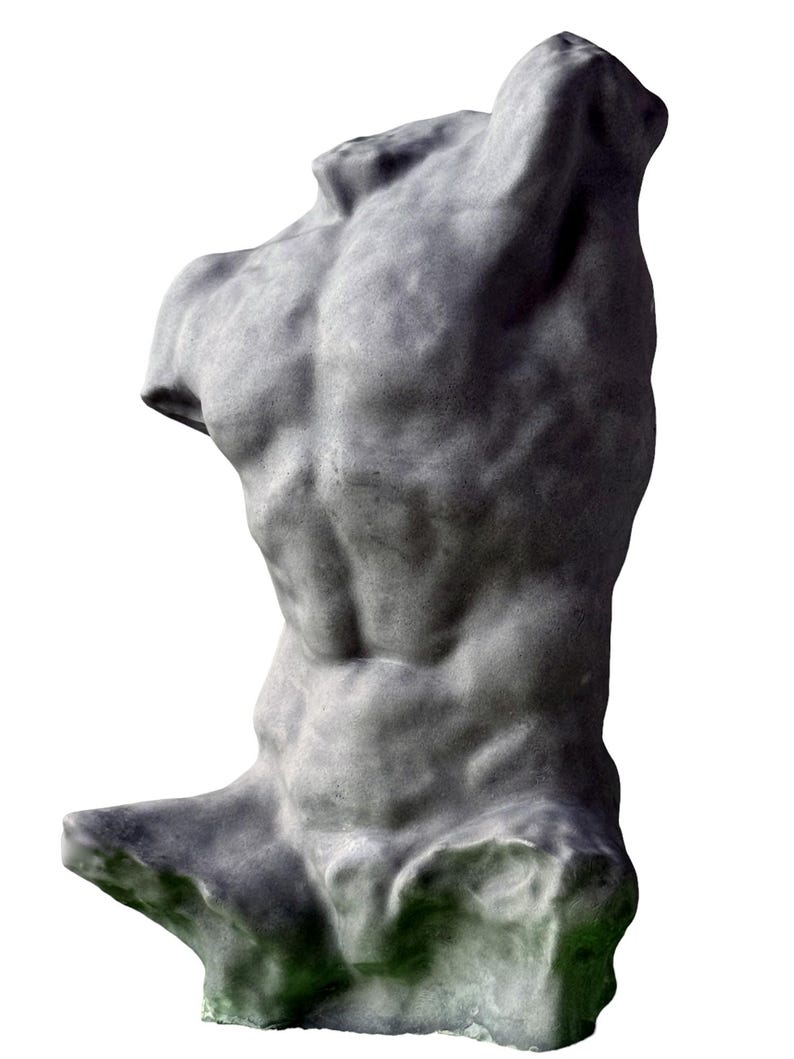 Male Torso Statue, Plaster Male Sculpture, Cement Male Torso Sculpture ...