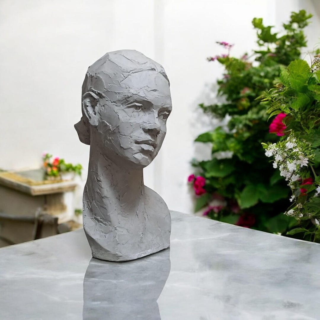 Woman Head Sculpture, Concrete Girl Sculpture, Signed Unique Statue - Etsy