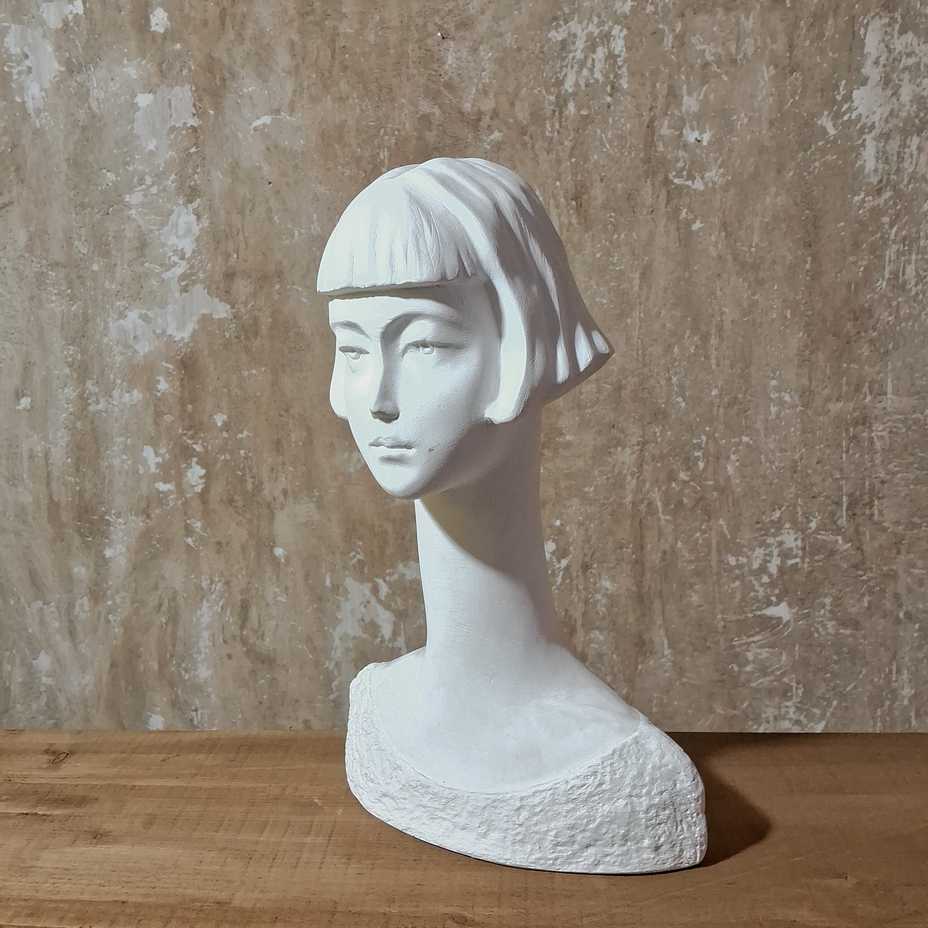 Plaster Young Woman Head, White Long Neck Girl Sculpture - Etsy