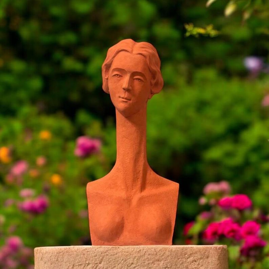 Terracotta Head of Young Girl, Plaster Woman Head Sculpture, Statue of ...