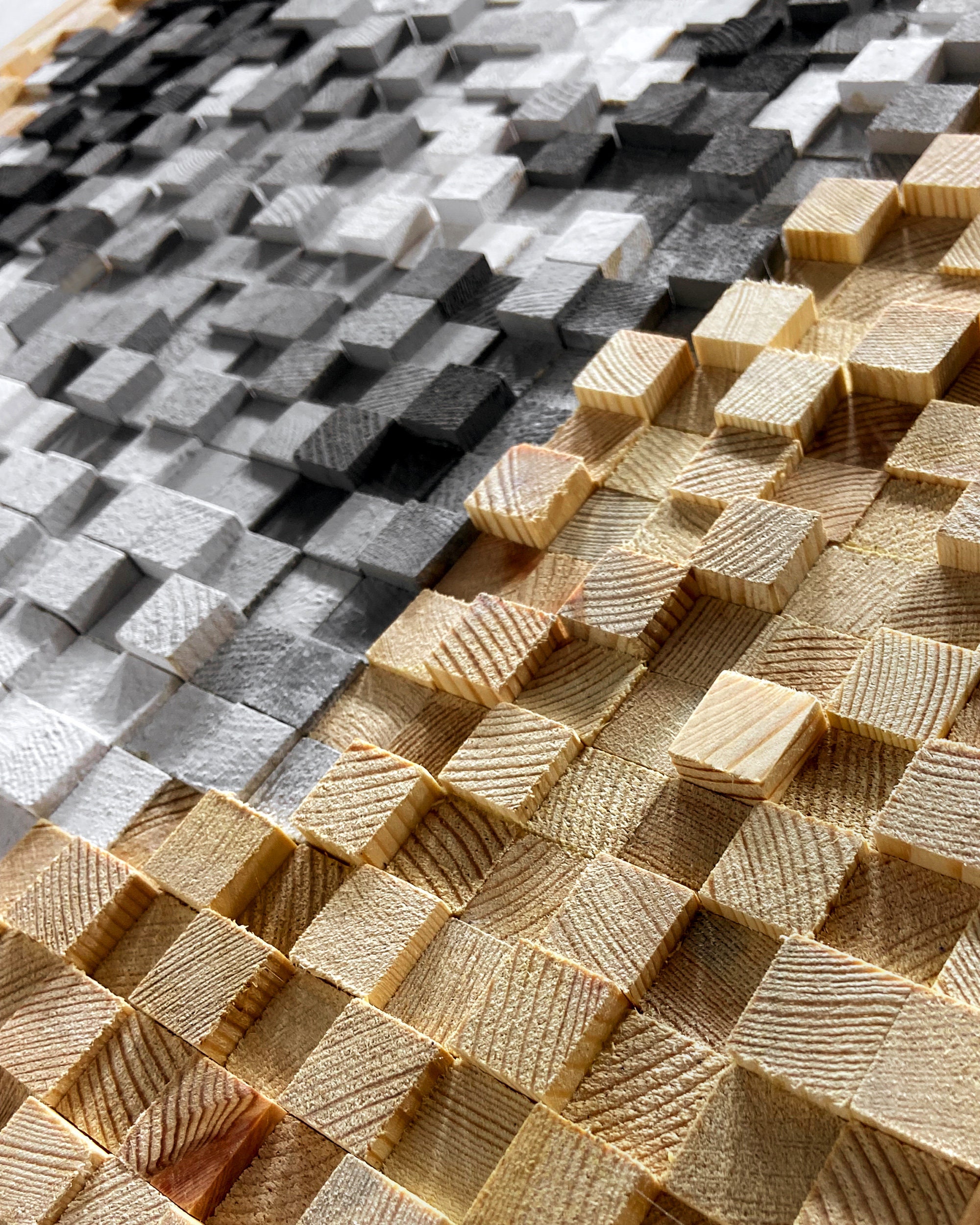 Wood Wall Art, Large Wood Wall Decor, Pixel Art of David, Wooden Mosaic ...