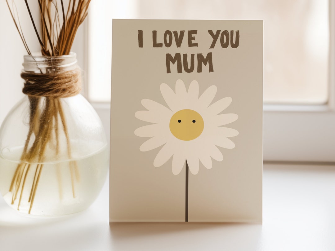 Cute Mothers Day Daisy Flower Card. Personalized Custom Message. High ...