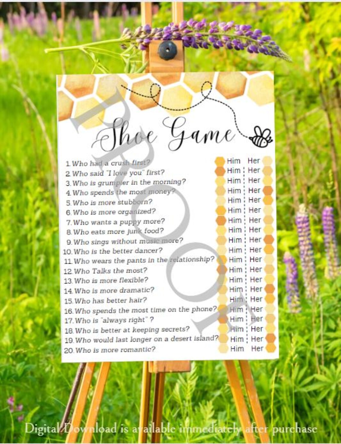 Bee Themed Shoe Game Template - Etsy