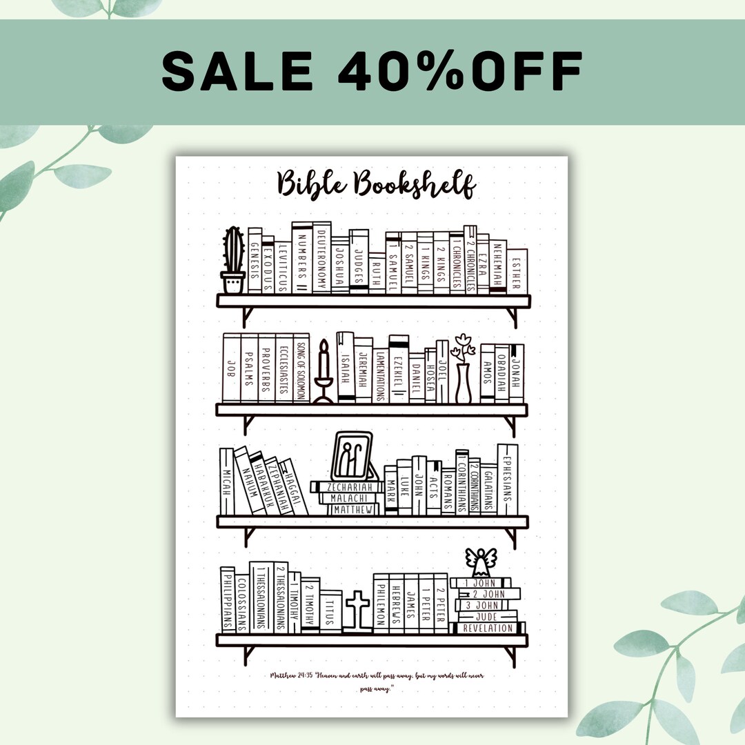 Bible Bookshelf Template - A5 Bullet Journal Template - Christian ...