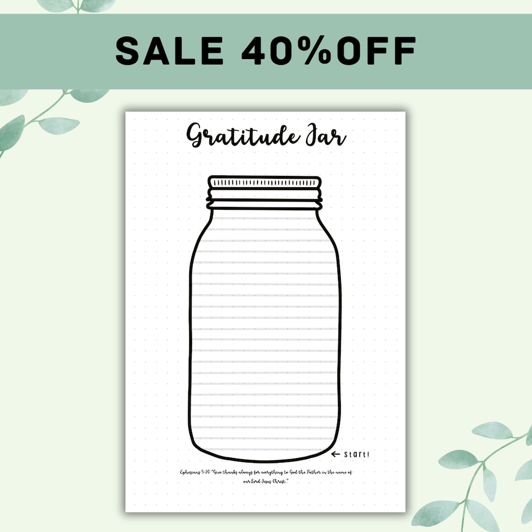 Gratitude Jar Template - A5 Bullet Journal Template - Christian Bullet ...