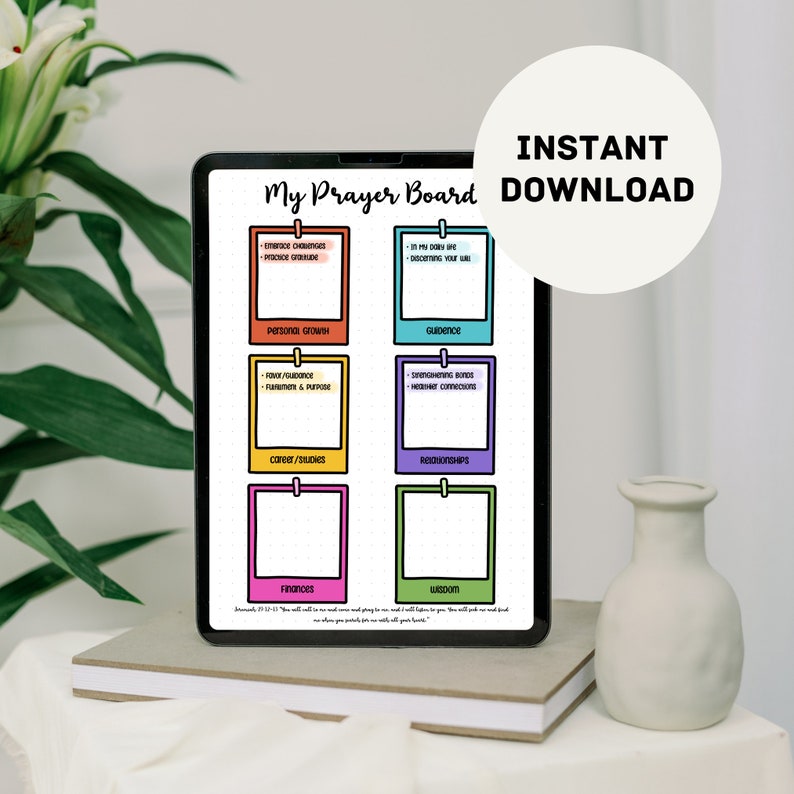 Prayer Board Template - A5 Bullet Journal Template - Christian Bullet ...