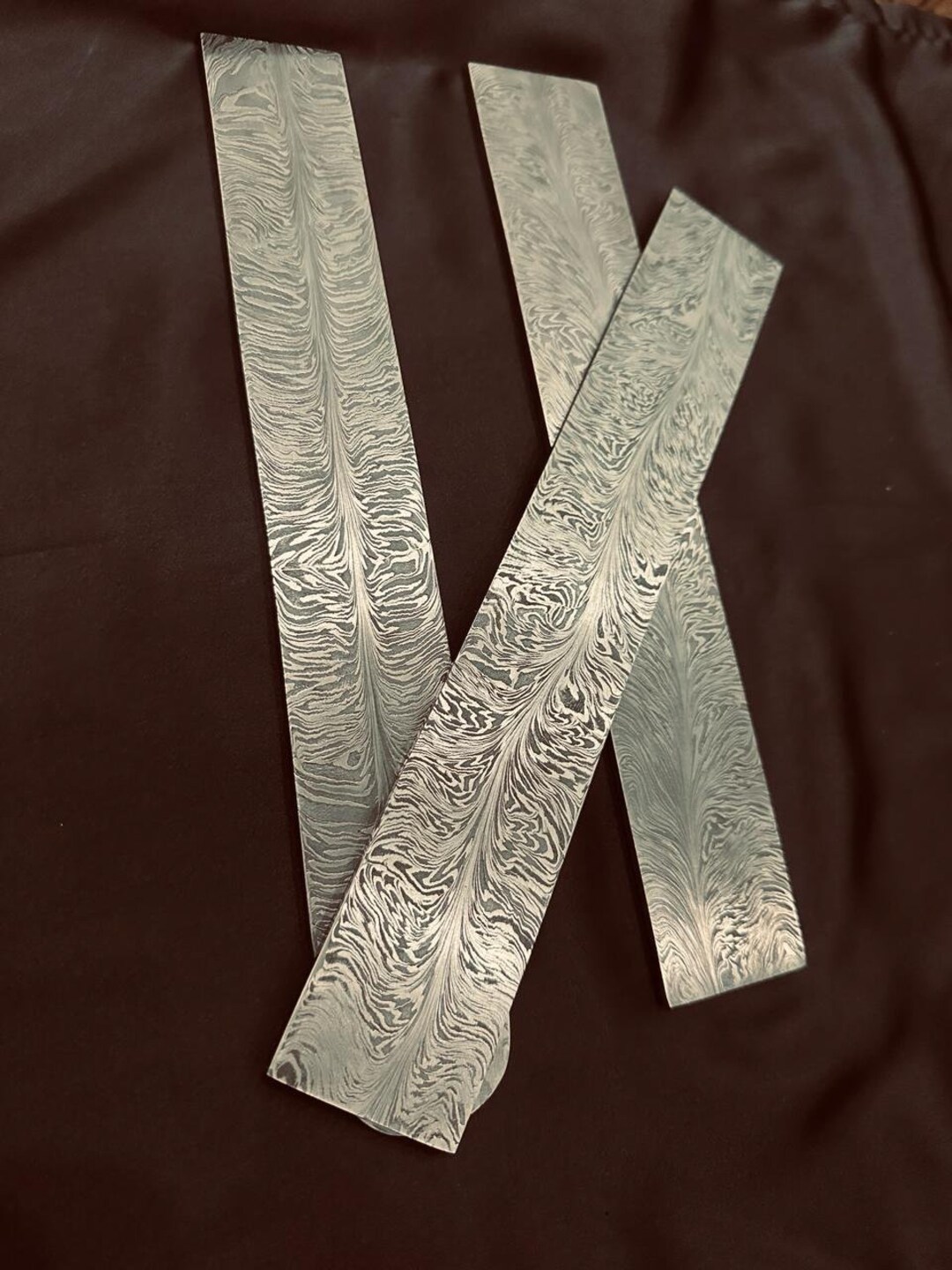 Damascus Steel Billet Feather Pattern, Damascus Steel Billet for Knife ...