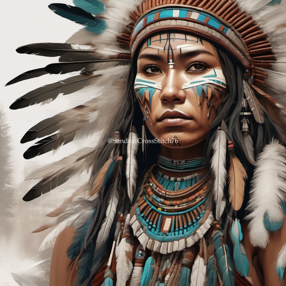 Native American Woman Cross Stitch Pattern - Etsy
