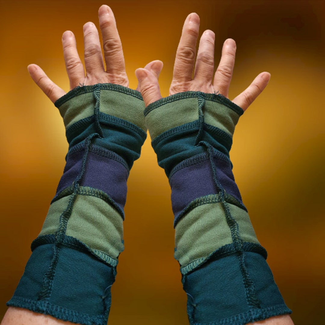 Organic Cotton Cuffs Elves Fairies Arm Warmers Shades of Emerald Hippie ...