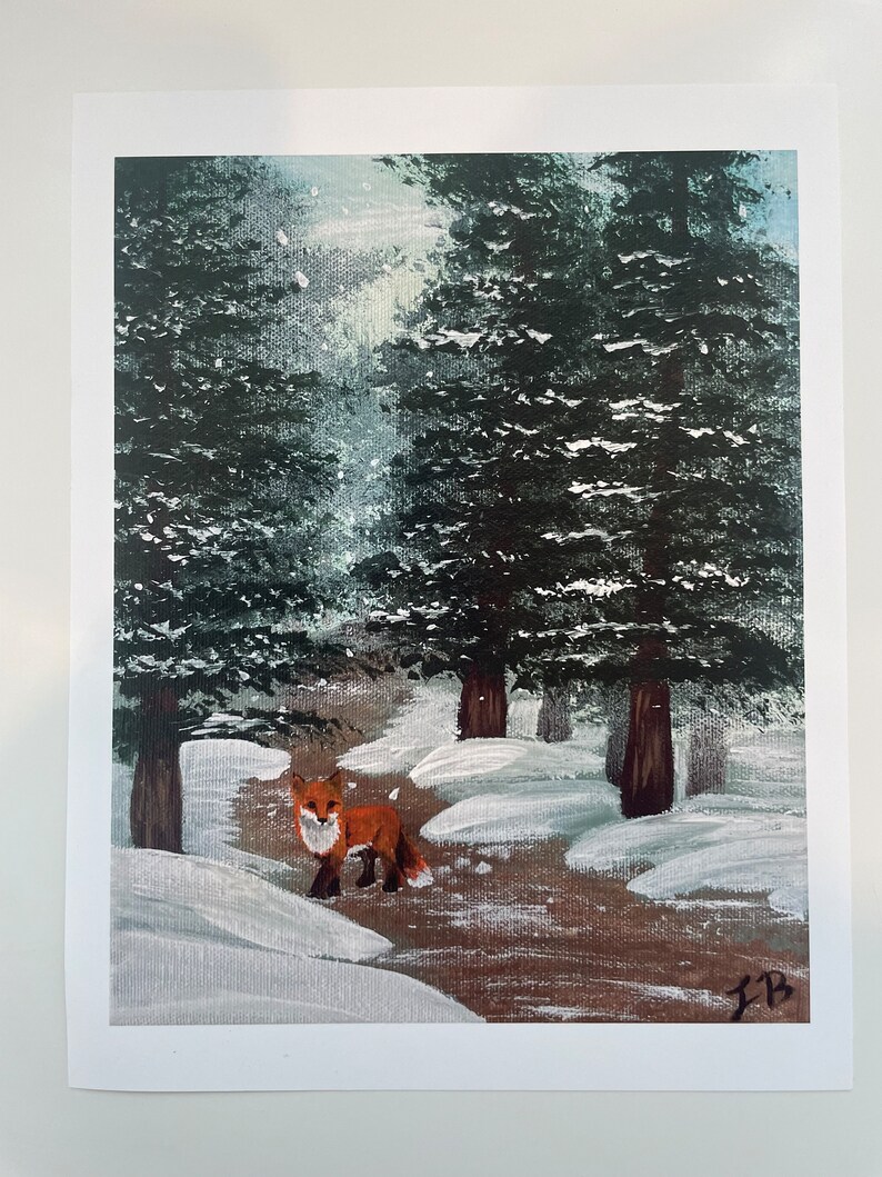 Snowy Forest Art Print "fox in the Forest" - Etsy
