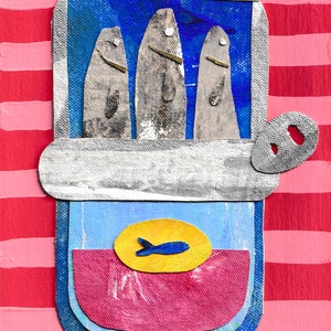 Summer Sardine Collage / Fine Art Print - Etsy