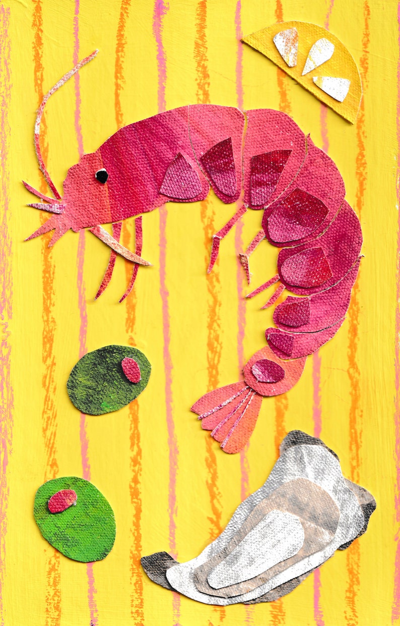 Summer Shrimp Collage / Fine Art Print - Etsy