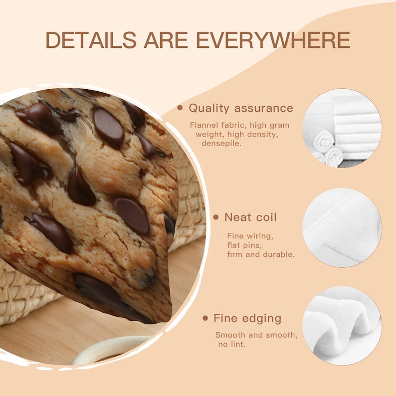 Novelty Chocolate Chip Cookie Round Blanket - Soft, Warm & Cozy Throw ...