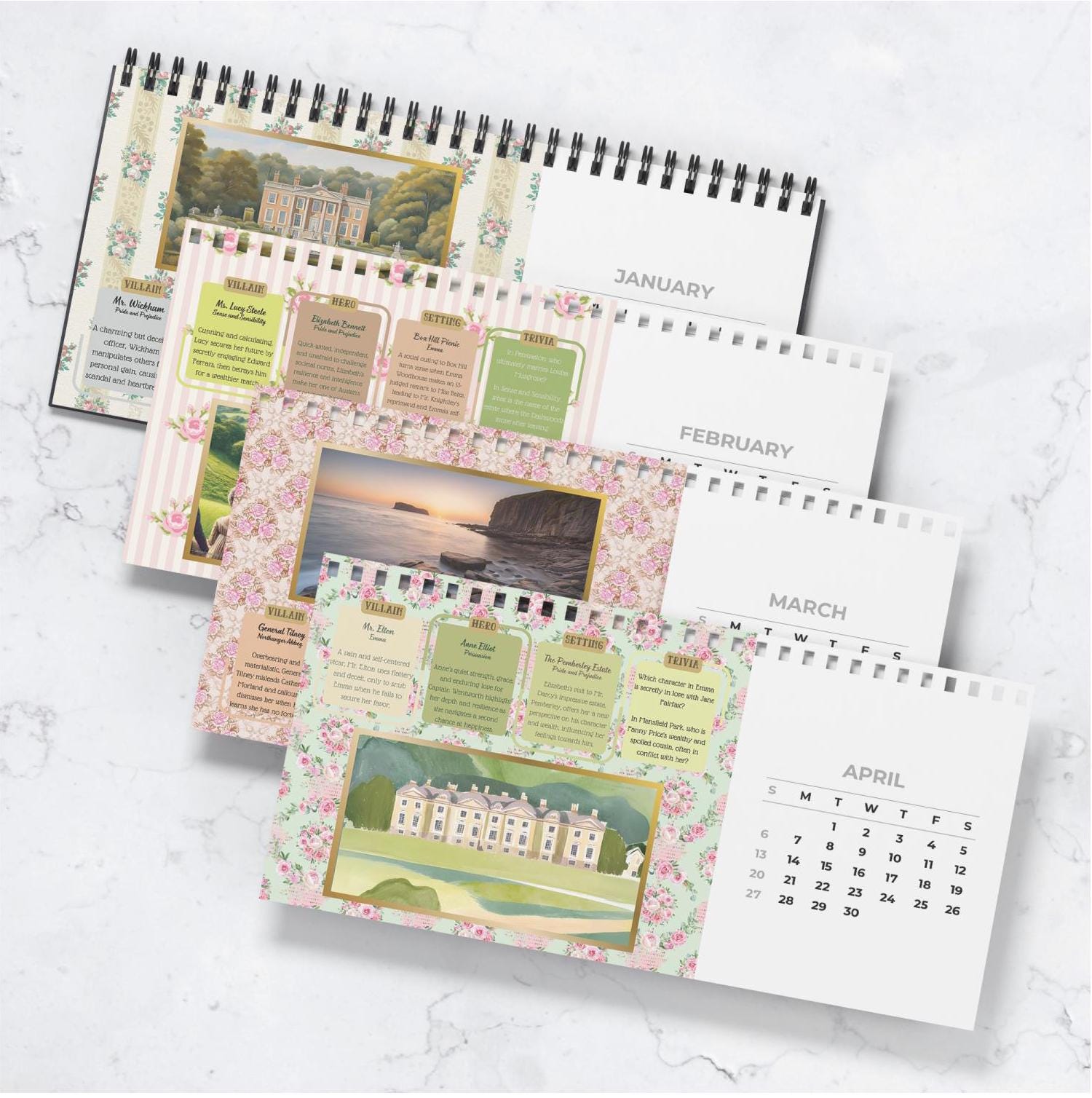 Jane Austen Desktop Calendar -- Year Full of Fun Trivia & Beautiful ...