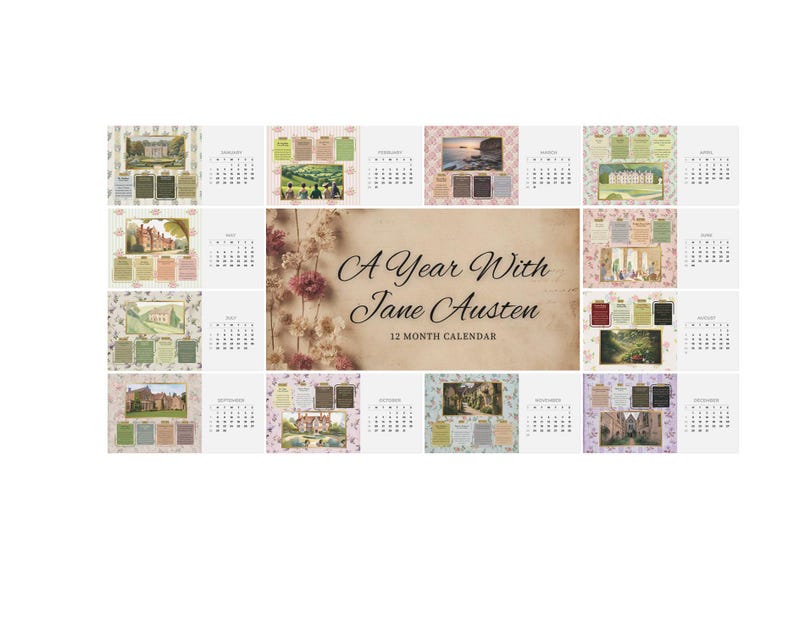 Jane Austen Desktop Calendar -- Year Full of Fun Trivia & Beautiful ...