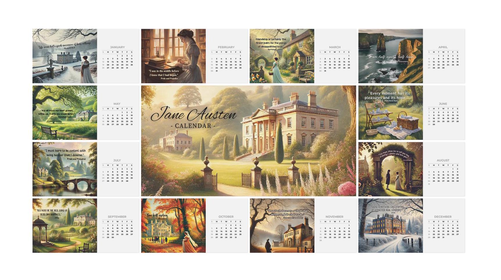 Jane Austen Desktop Calendar -- Fun Quotes and Beautiful Artwork for ...