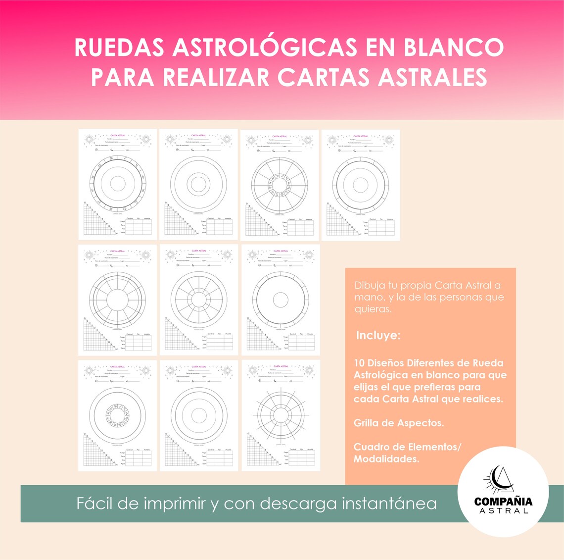 Printable and Blank Astrological Wheel Templates to Make Astral Charts ...
