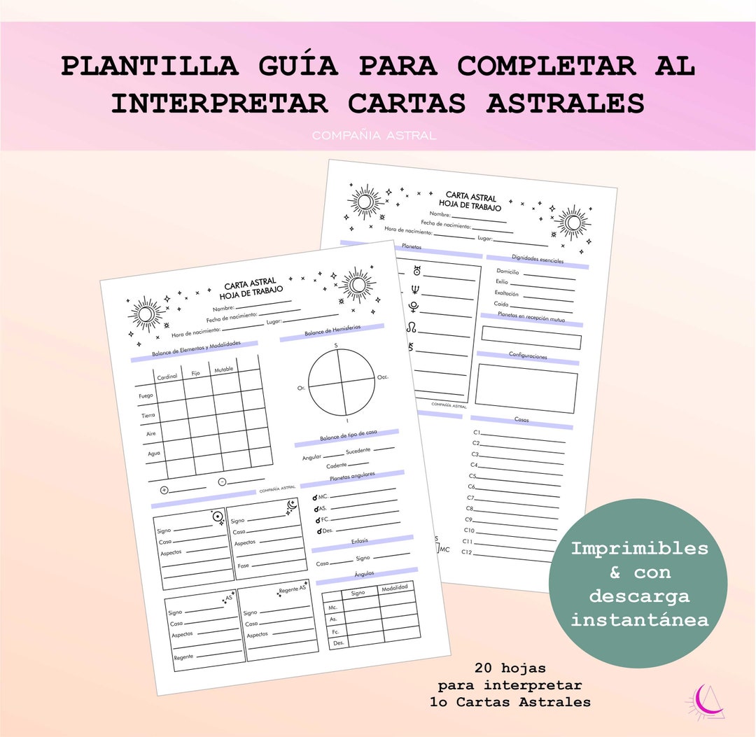 Printable Guide Template to Make an Astral Chart/astrology Worksheets ...