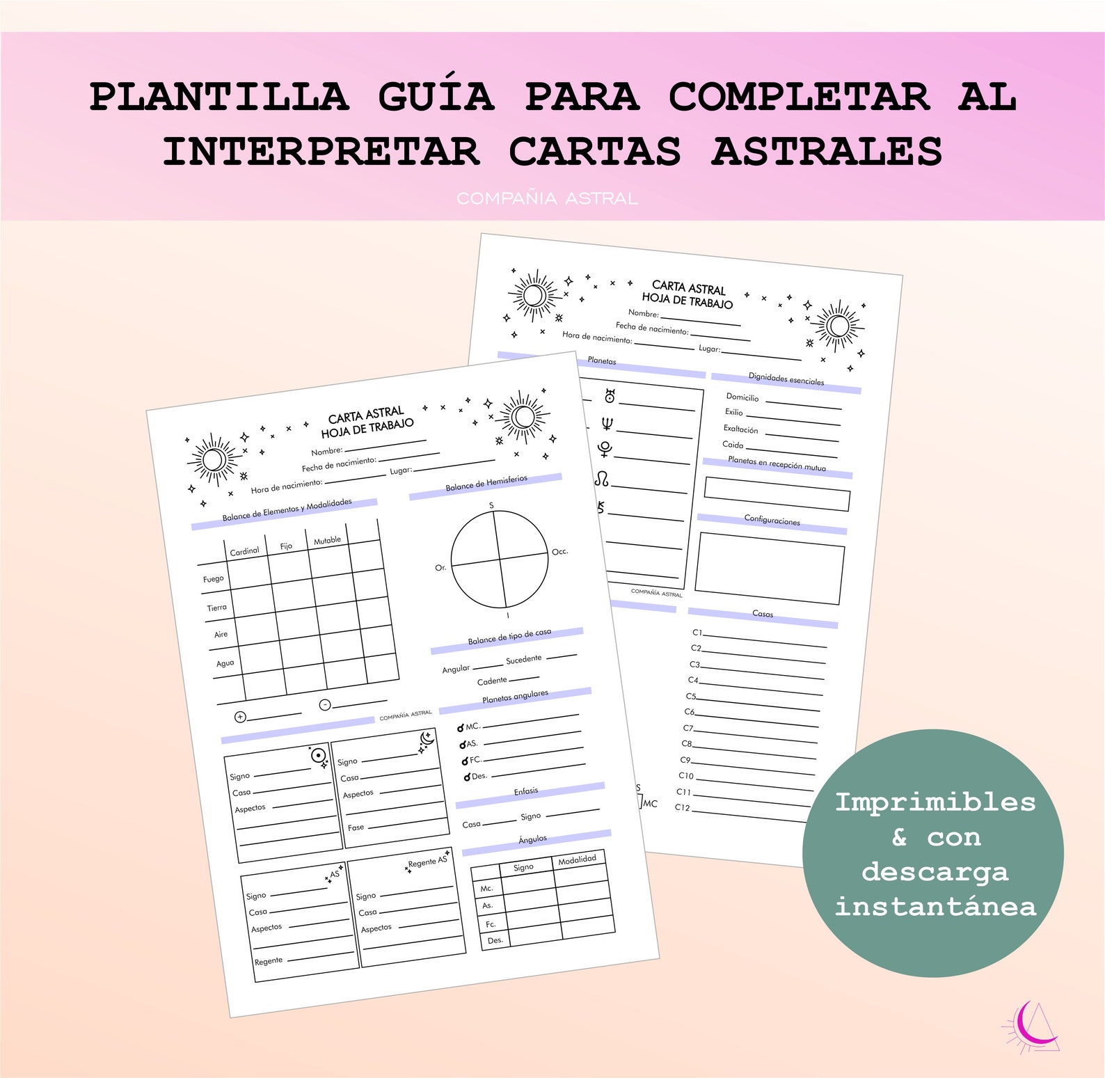 Printable Guide Template to Make an Astral Chart/astrology Worksheets ...