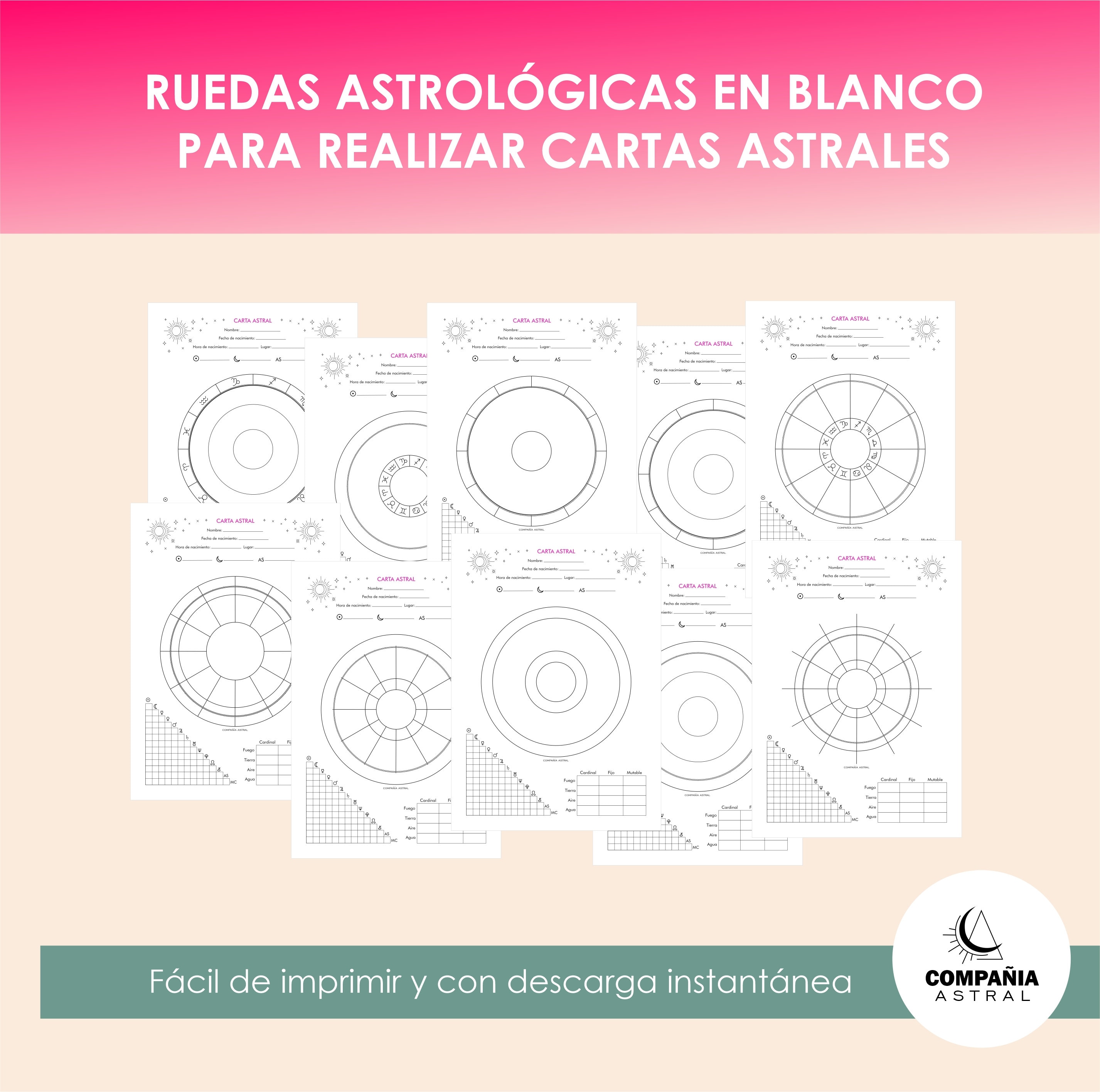 Printable and Blank Zodiac Wheel Templates / Natal Chart Designs ...