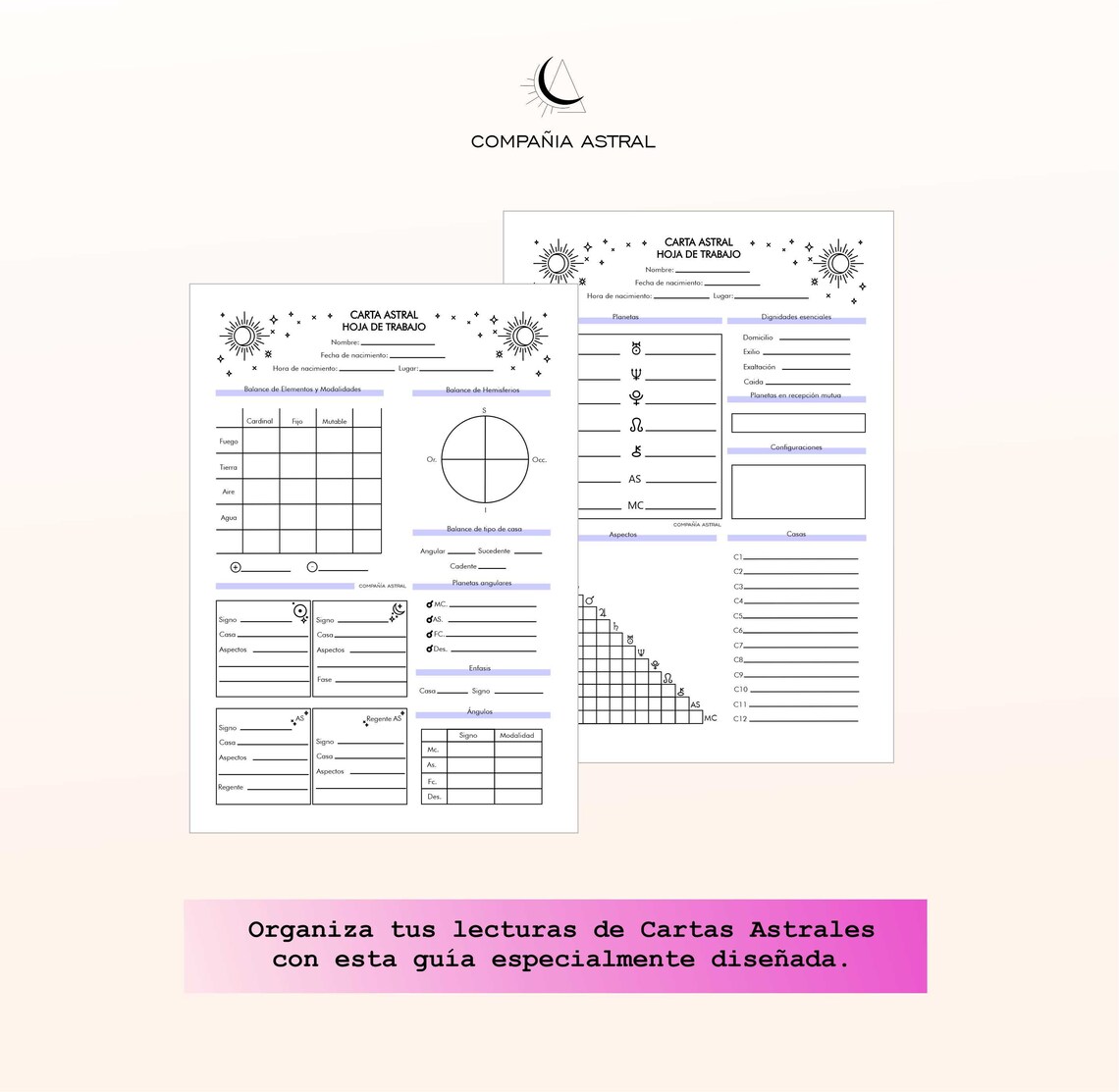 Printable Guide Template to Make an Astral Chart/astrology Worksheets ...