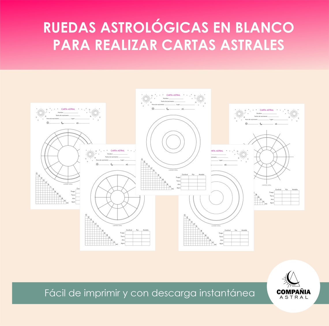Printable and Blank Astrological Wheel Templates to Make Astral Charts ...