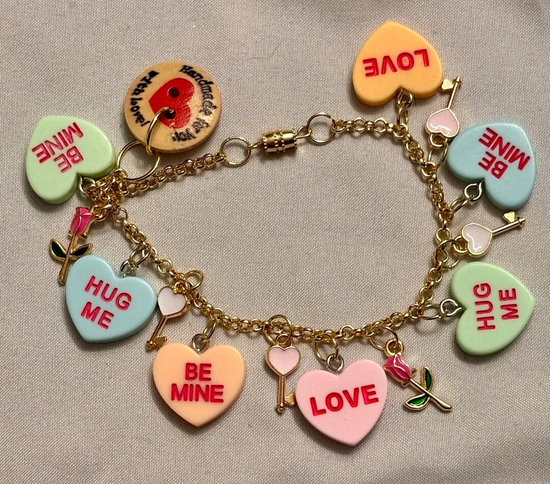 Valentine Candy Heart Bracelet - Etsy