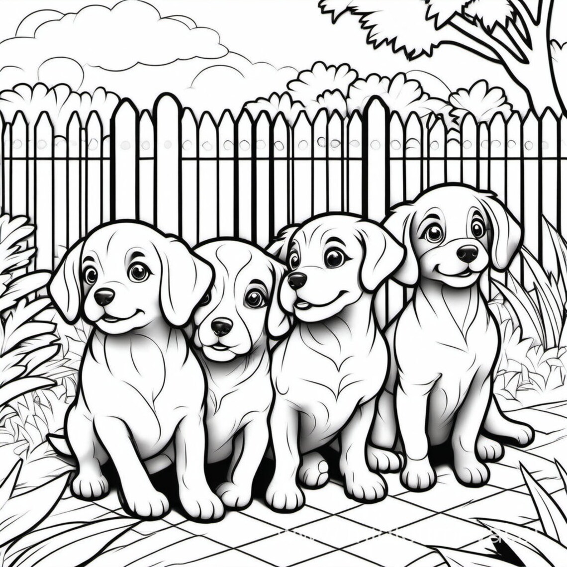 Puppies at the Park/ Coloring Page for Kids - Etsy
