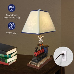 Bright Lights Train Night Light - Train Light Desk Lamp - Hand Painted ...