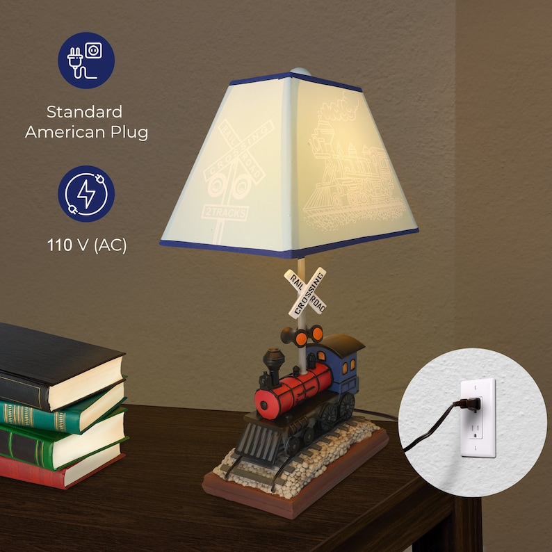 Bright Lights Train Night Light - Train Light Desk Lamp - Hand Painted ...